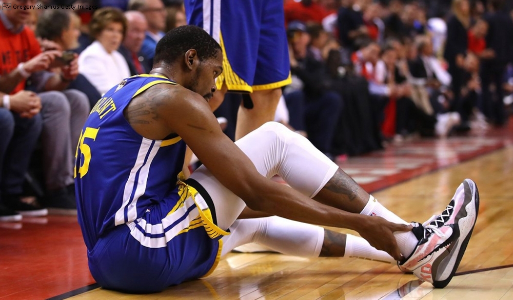 Kevin Durant Spotted On A Knee Walker